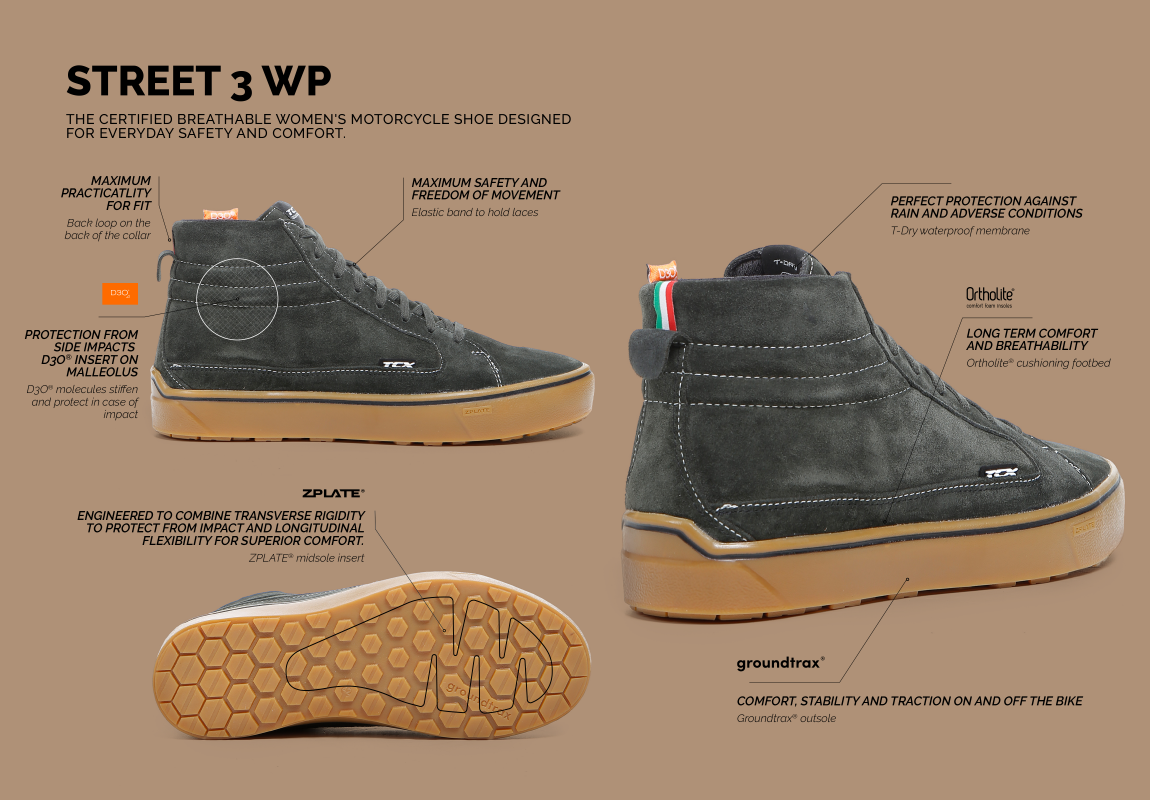 GIÀY BẢO HỘ MOTOR TCX STREET 3 WP - BROWN/ WHITE - TCX Việt Nam